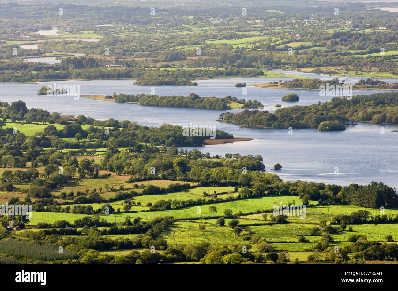 West over Lower Lough Erne from Cliffs of Magho County Fermanagh near ...