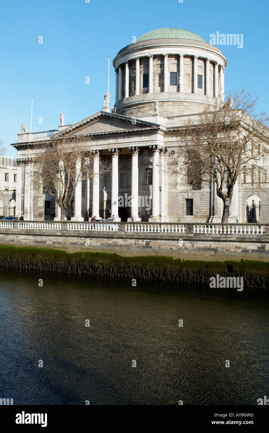 The Four Courts Dublin Ireland seen acroos the River Liffey from ...