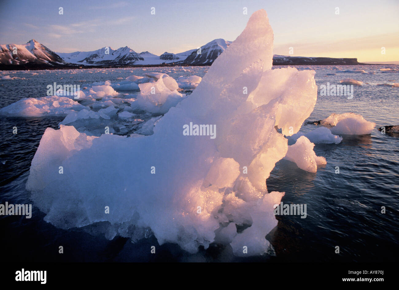Iceberg under the midnight sun Spitzberg Baie du Roi Arctic Astronomy ...