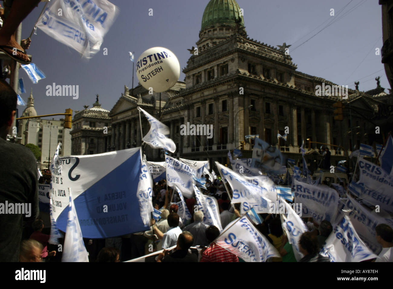Supporters of the newly elected president Kristina Kirchsner rally ...