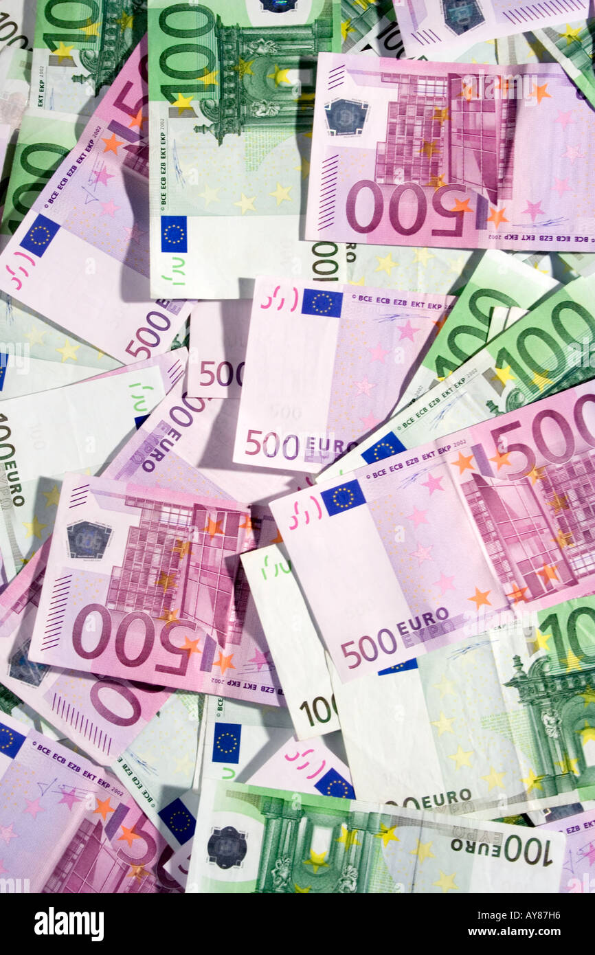 Various Euro Banknotes (Top View Stock Photo - Alamy