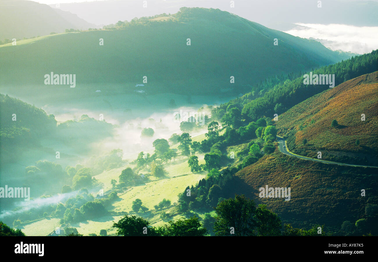 Horseshoe Pass near Llangollen in the Clwyd region of Wales. Early ...