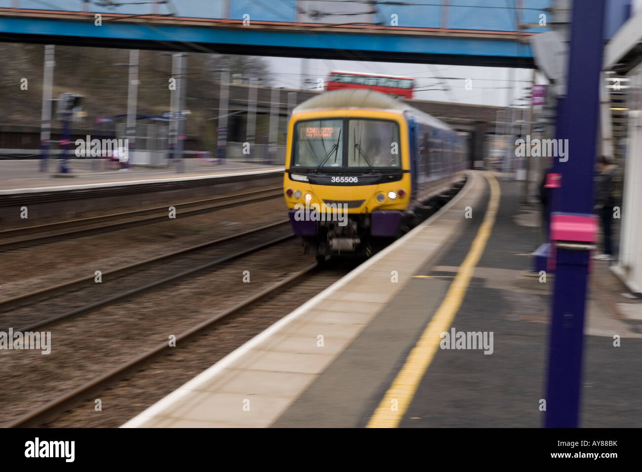 First Capital Connect Commuter Train Passes at speed with motion blur ...
