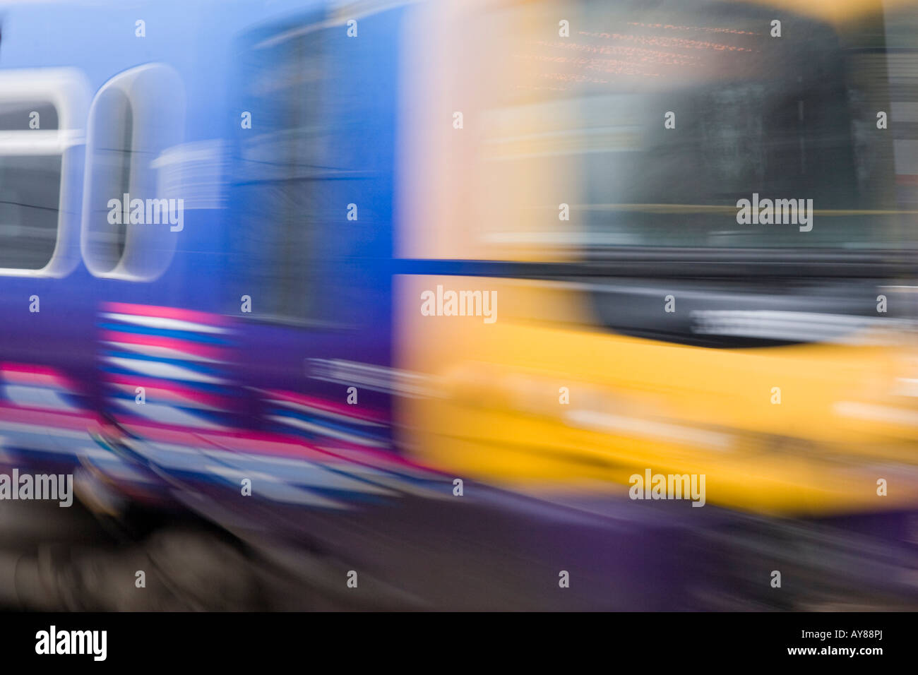 First Capital Connect Commuter Train Passes at speed with motion blur ...