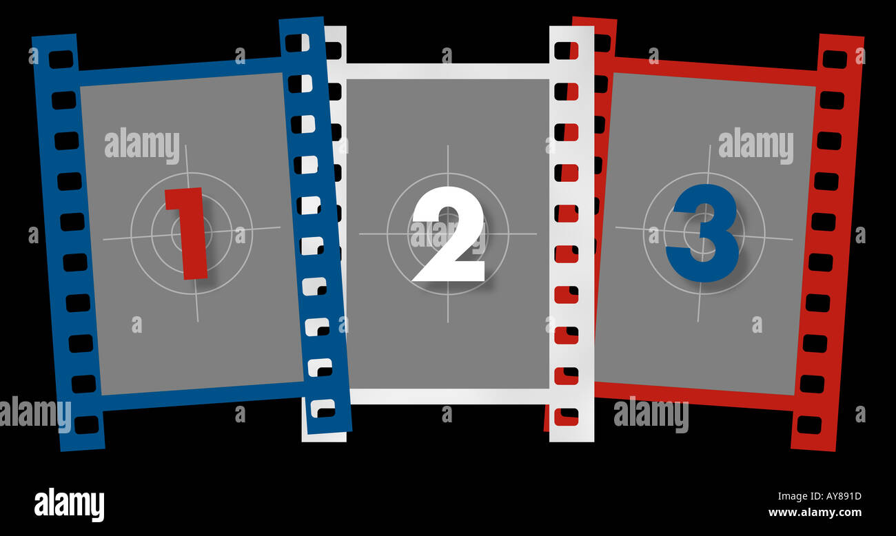 1 2 3 Red White Blue on a black background Stock Photo - Alamy