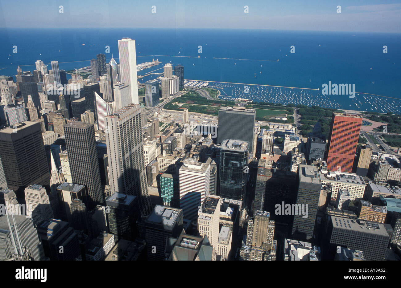 A view of Chicago from Sears tower to lake Michigan USA Stock Photo - Alamy