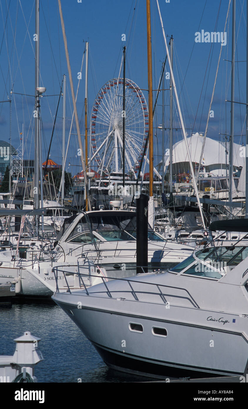 Marina and Ferris wheel Chicago USA Stock Photo - Alamy