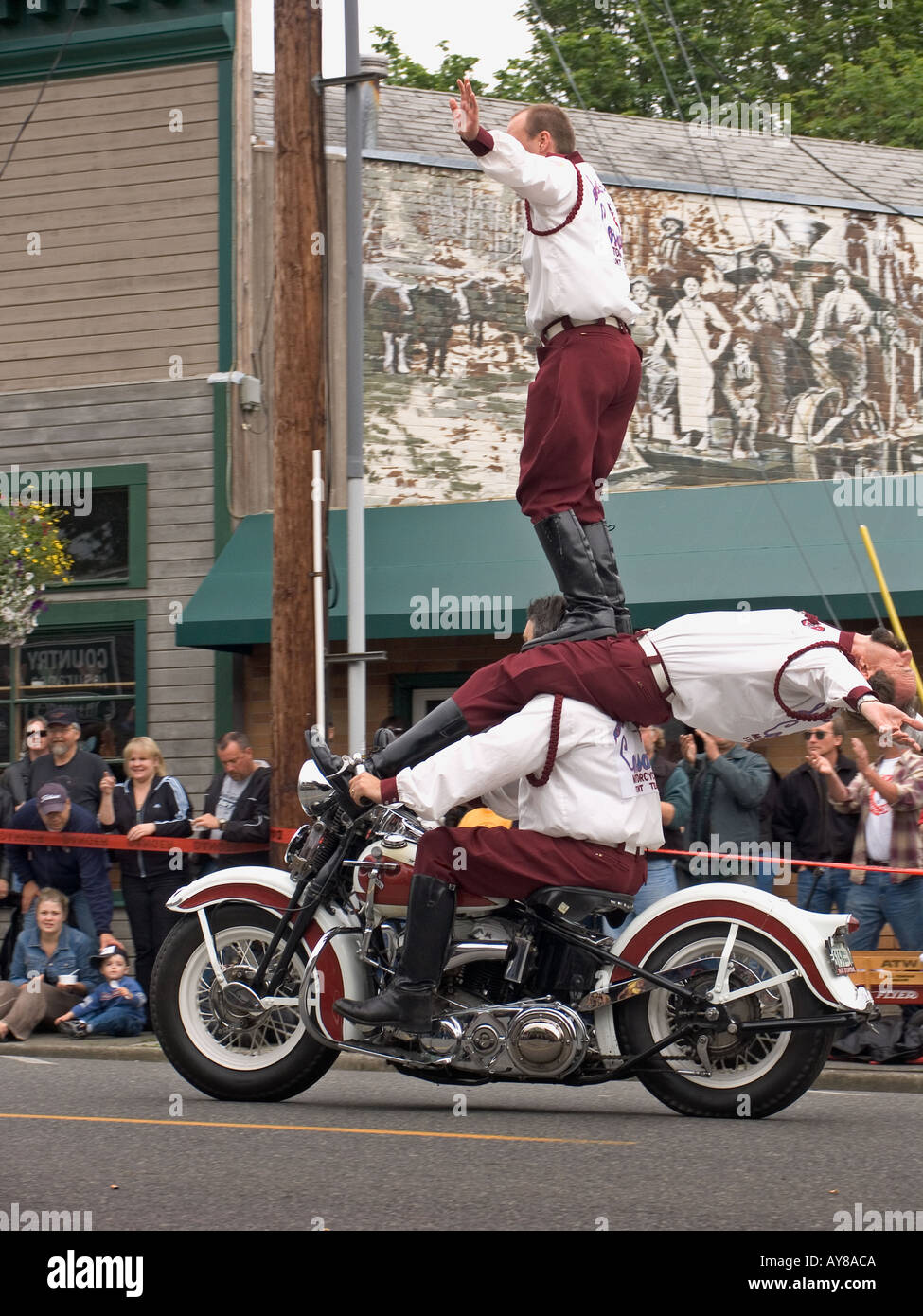 Flying Cossacks motorcycle drill team performing at motorcycle show in ...