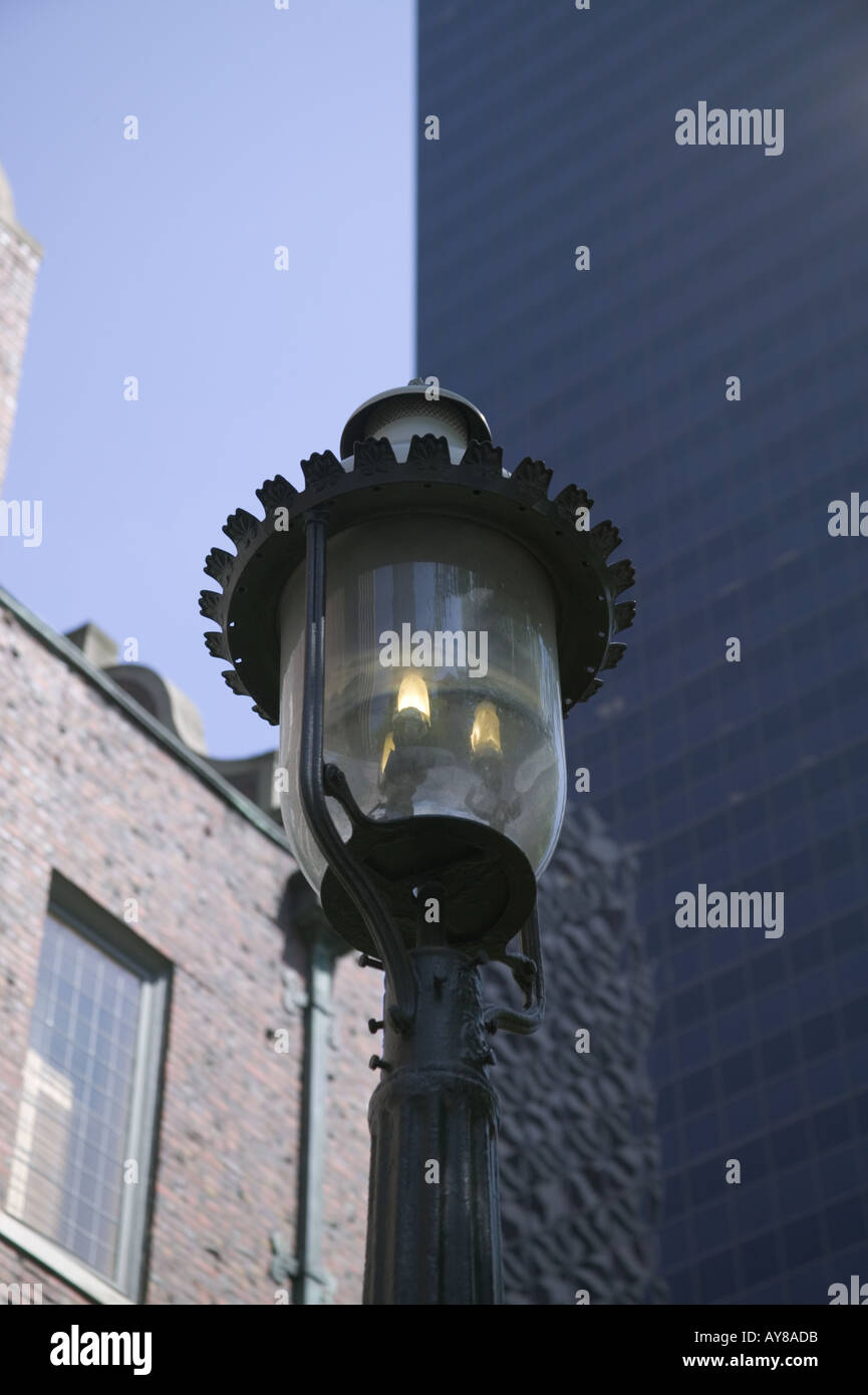 Gas light street lamp and Columbia Center Tower building Seattle ...
