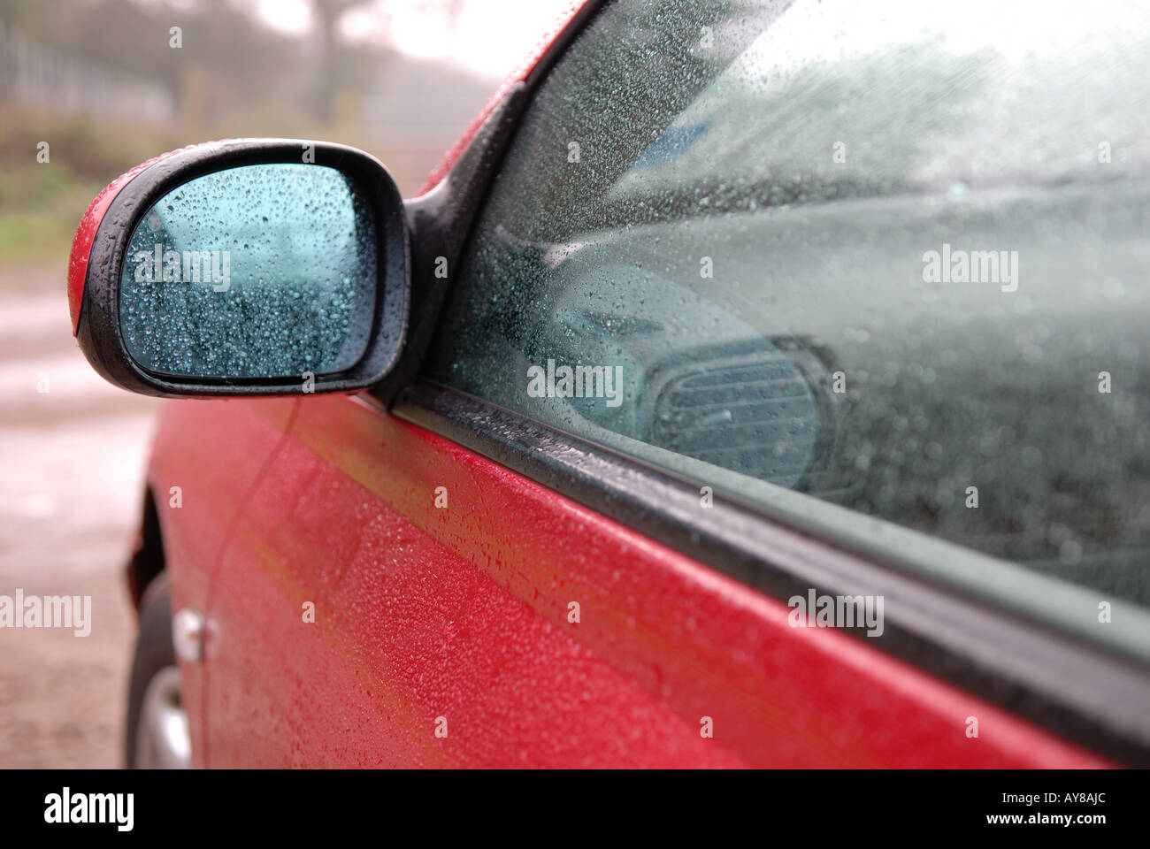 Side of Car in Rain Stock Photo - Alamy