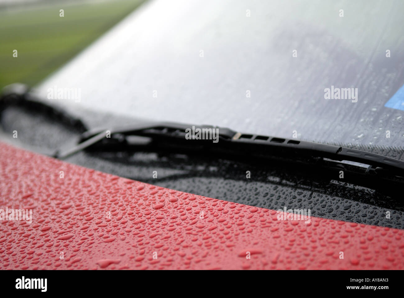 Car Windscreen With Rain Stock Photo - Alamy