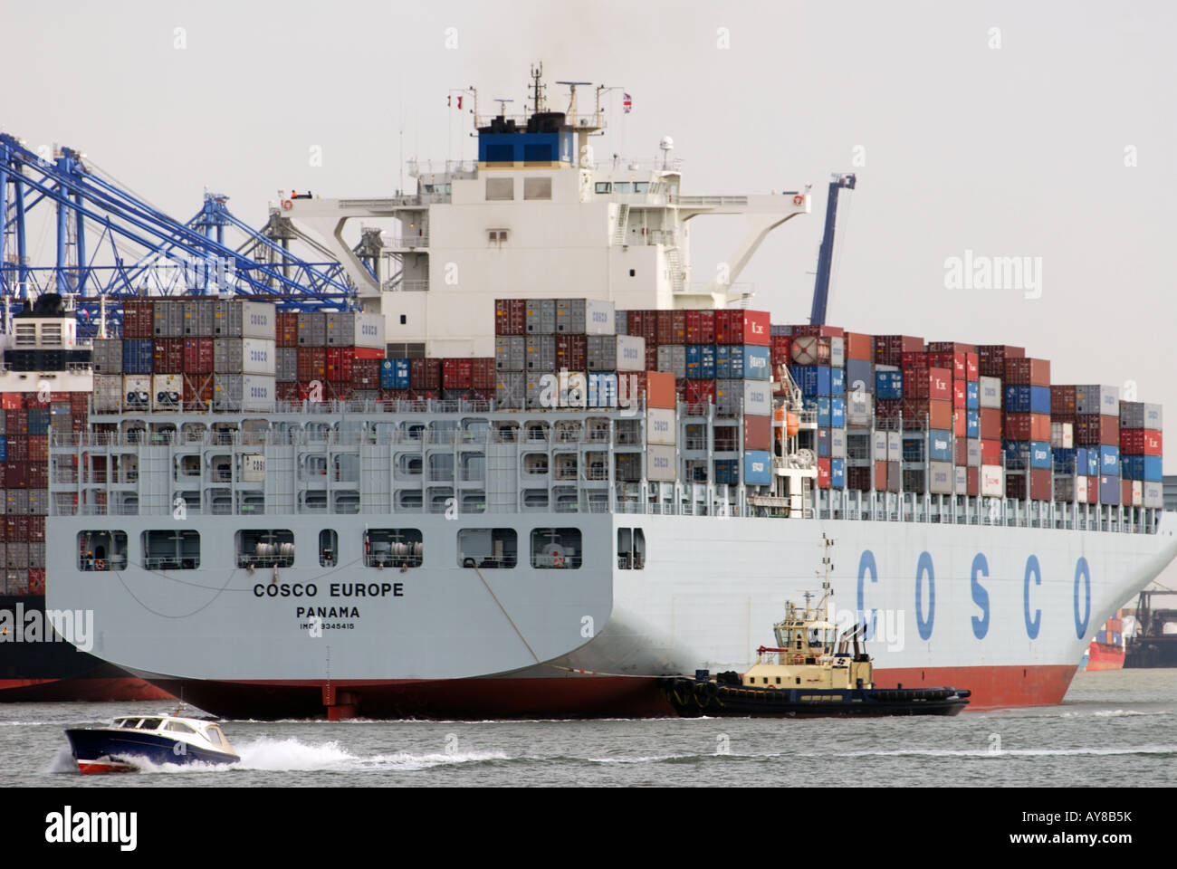 Cosco 'Europe' container ship at the Port of Felixstowe, Britain's ...