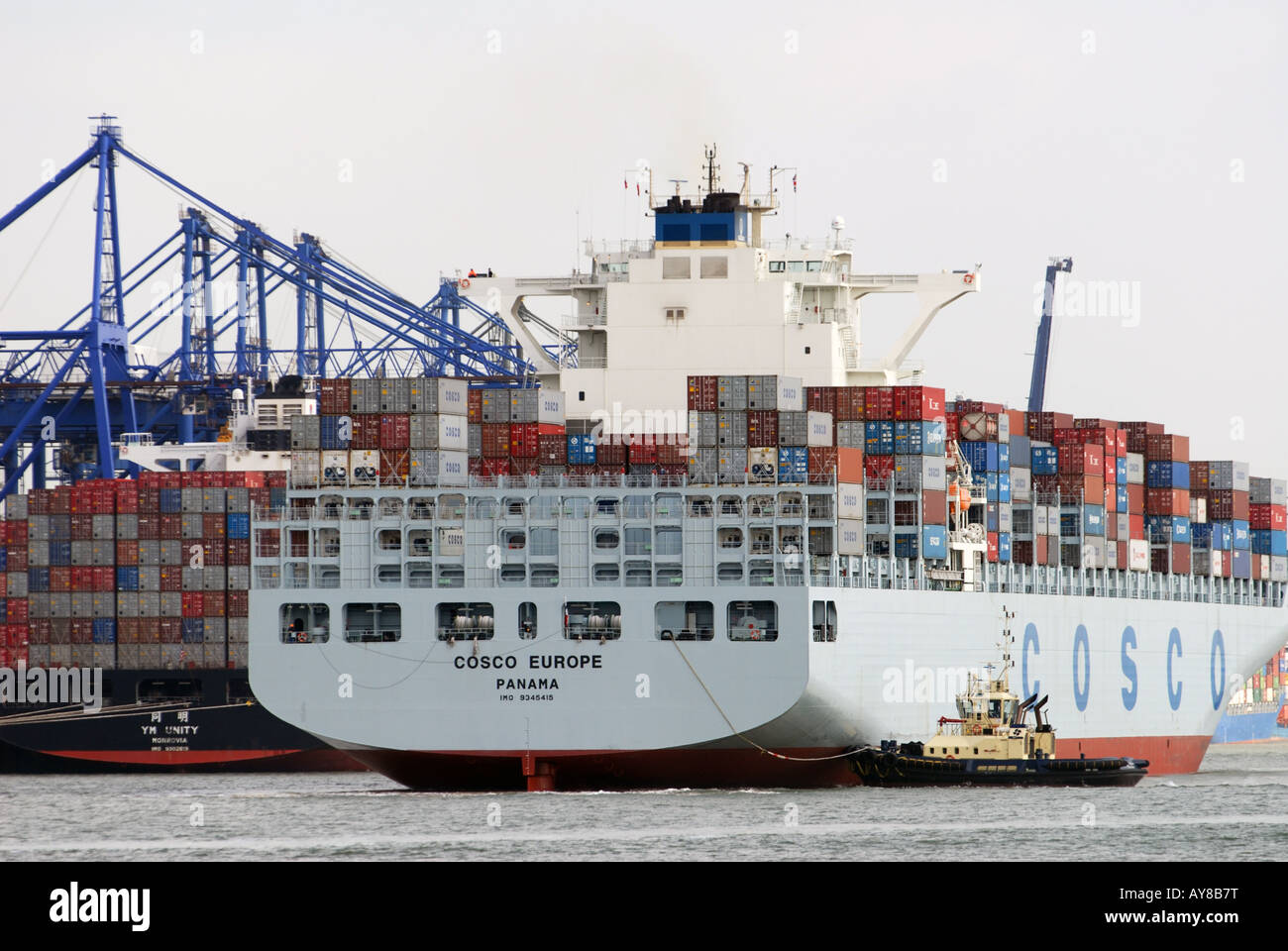 Cosco 'Europe' container ship at the Port of Felixstowe, Britain's ...