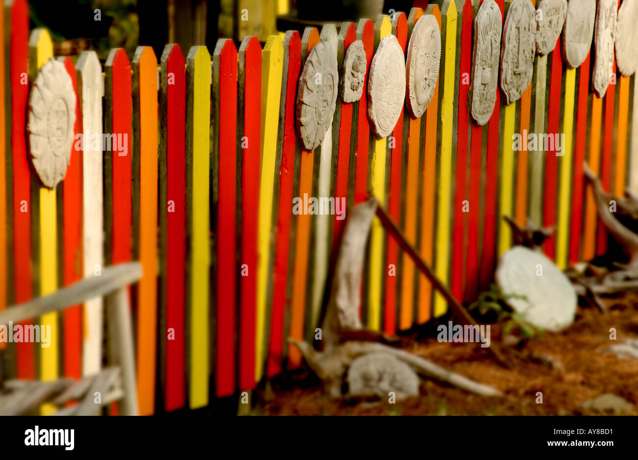 Abstract color image of a multi colored picket fence Stock Photo - Alamy
