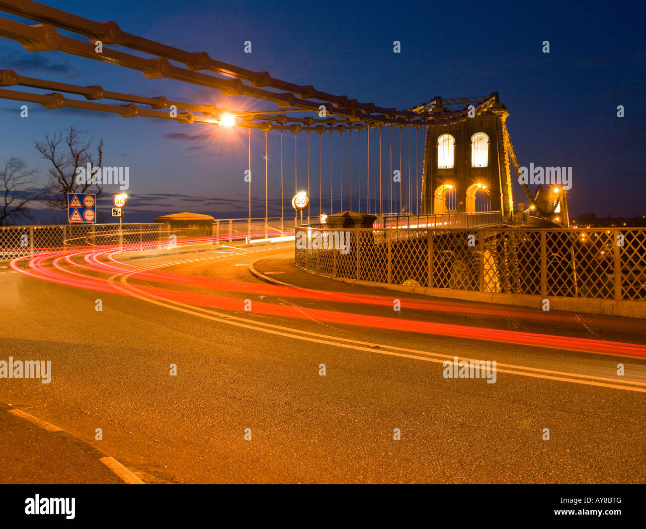 The Telford Menai Suspension Bridge crossing from wales to Anglesey ...