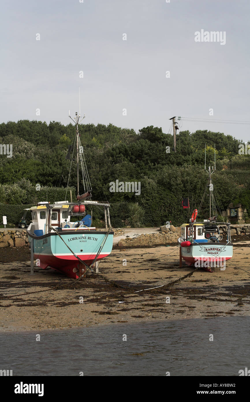 Stock photograph of fishing boats New Grimsby harbour Tresco Stock ...