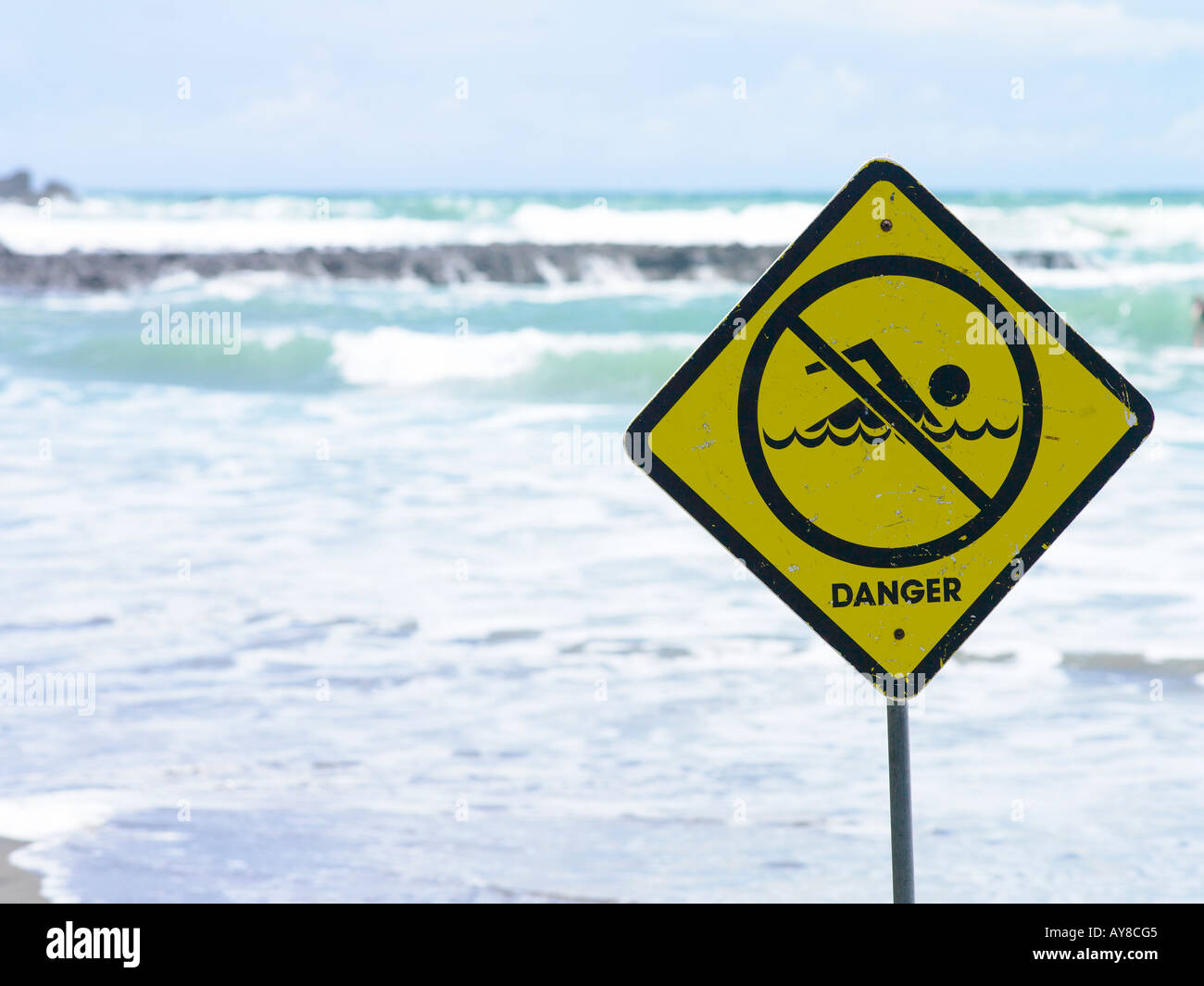 Warning notice for swimmers hi-res stock photography and images - Alamy