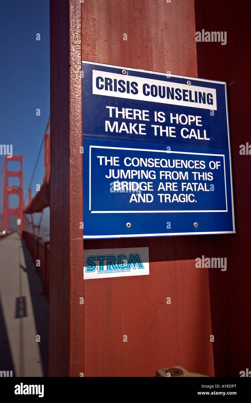 Warning sign on the Golden Gate Bridge Stock Photo - Alamy