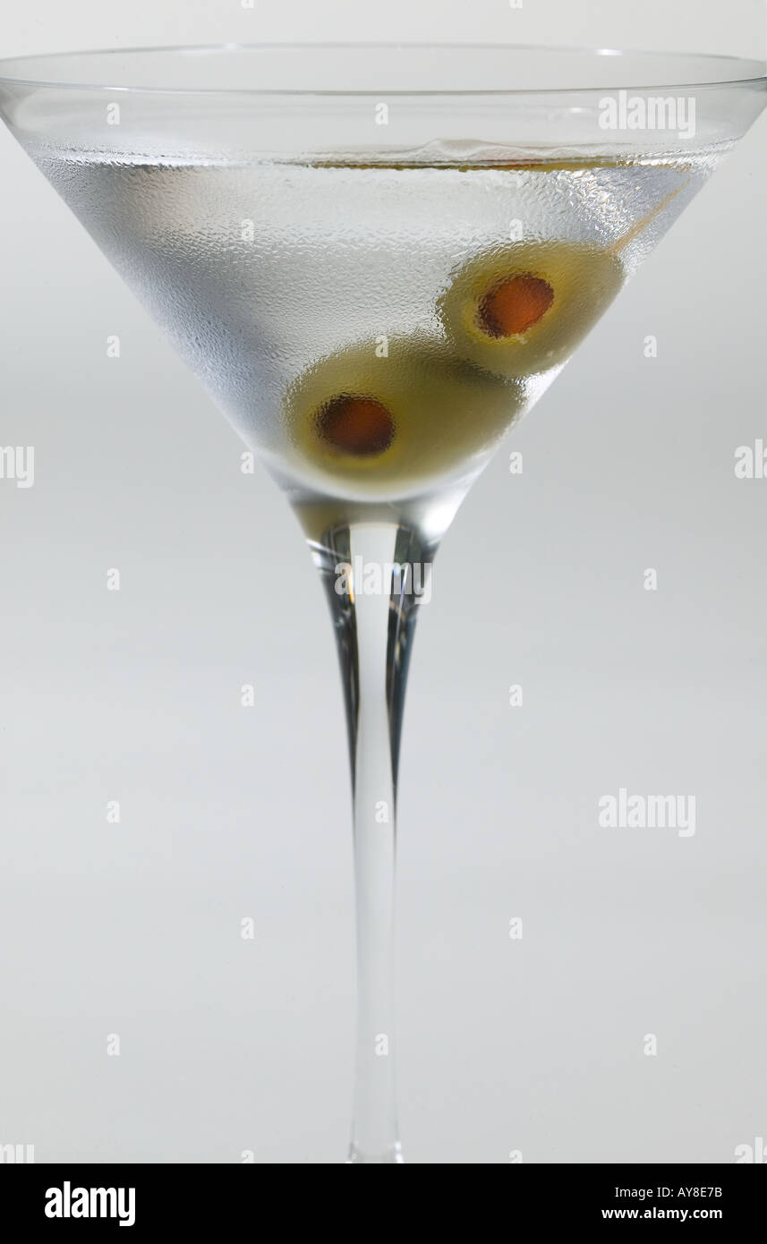 Double martini with olives Stock Photo - Alamy