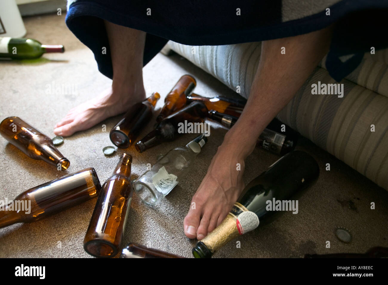 College student waking up with hangover Stock Photo - Alamy