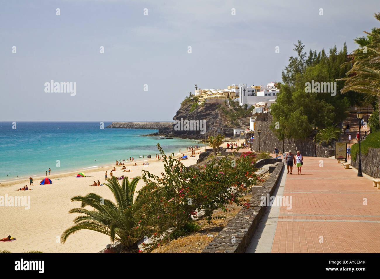 Beach of Morro Jable with promenade, Jandia Fuerteventura, Canary ...