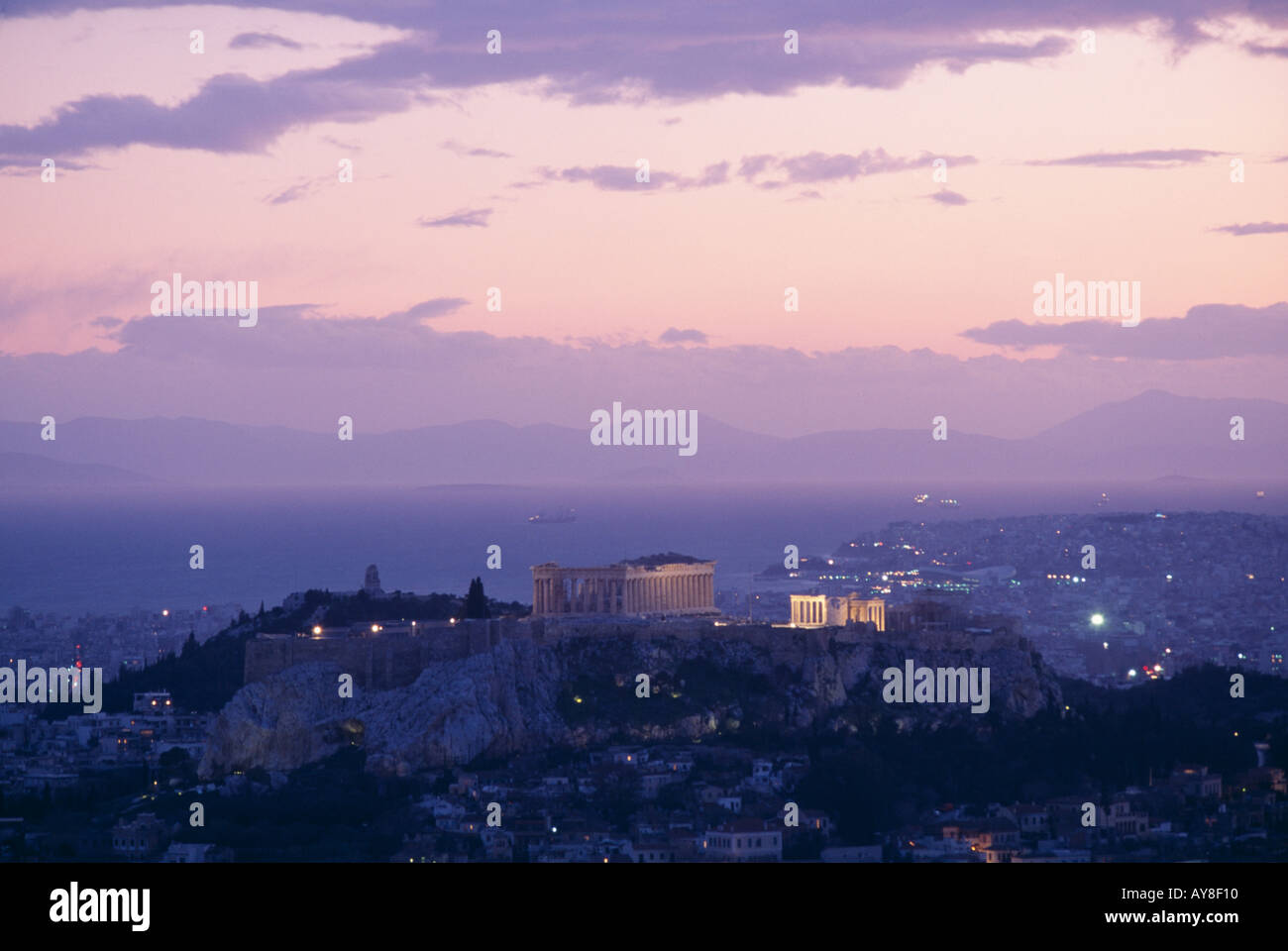 Acropolis from Likavitos Hill Athens Greece Stock Photo - Alamy