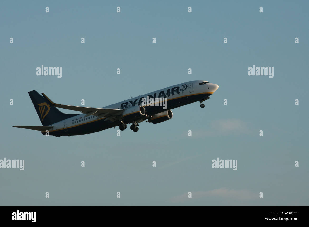Ryanair Boeing 737 aircraft taking off from Stansted airport Stock ...