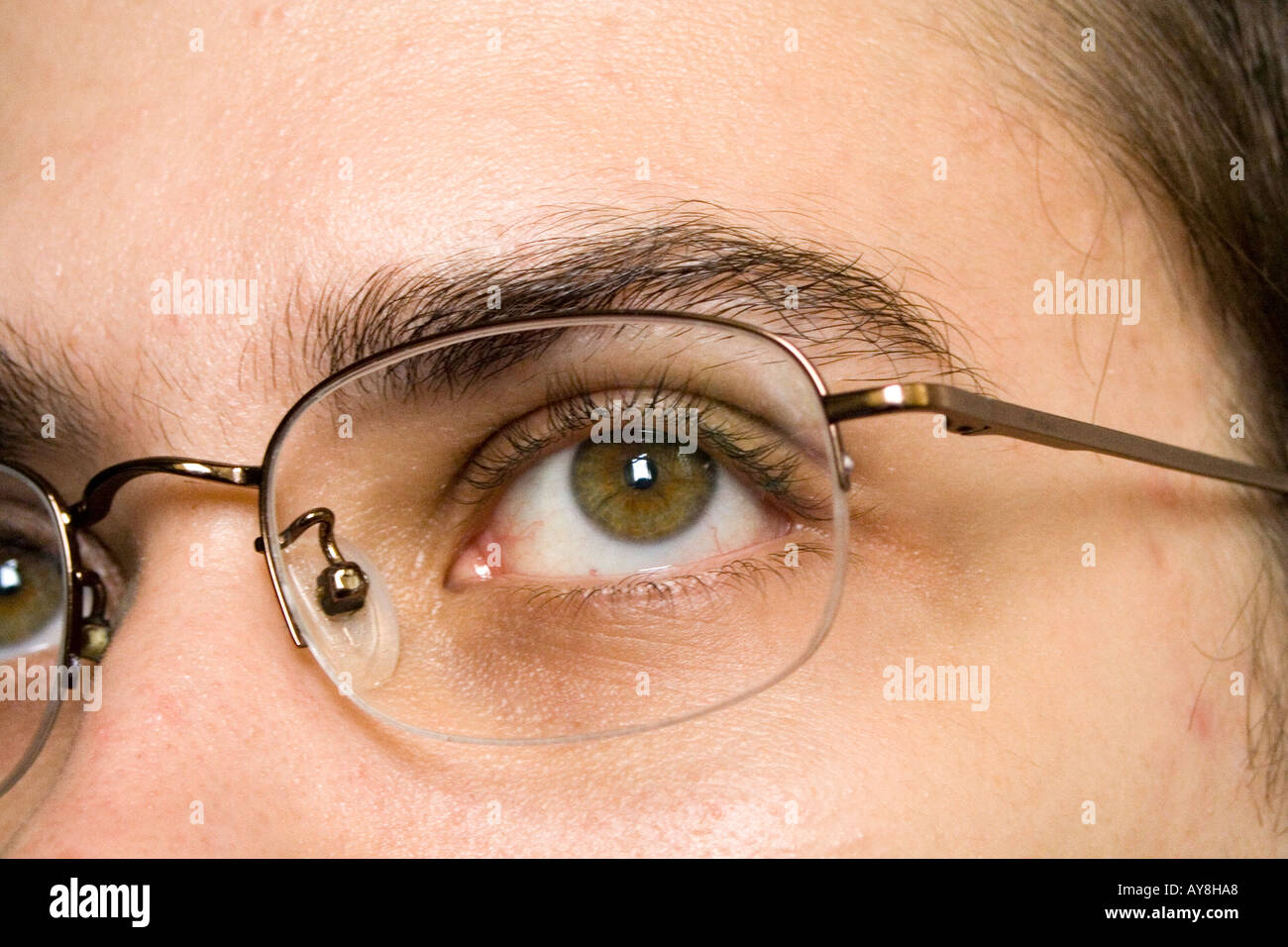 Face showing Eye and Spectacles Glasses Stock Photo - Alamy