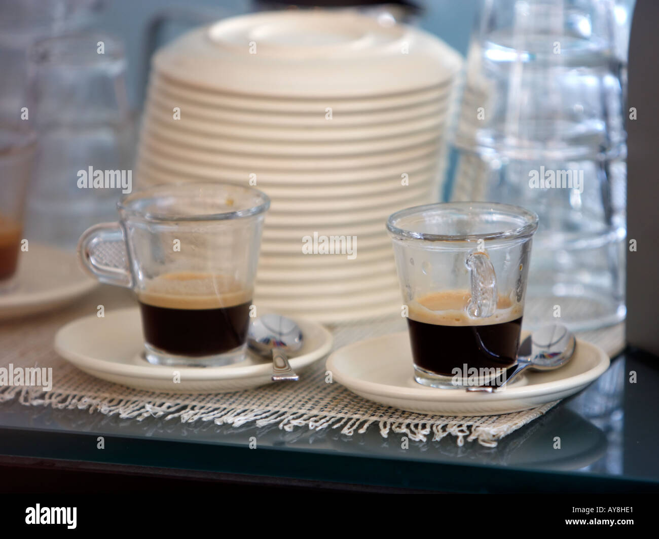 Glass of half full of coffee hi-res stock photography and images - Alamy