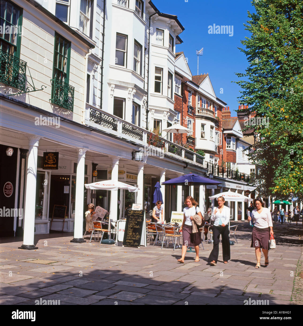 The Pantiles shoppers Tunbridge Wells Kent England UK Stock Photo - Alamy