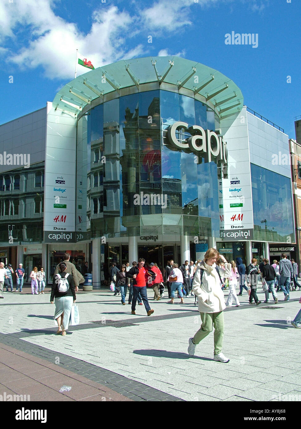 People shopping in summer, Capitol Centre, Queen Street, Cardiff City ...