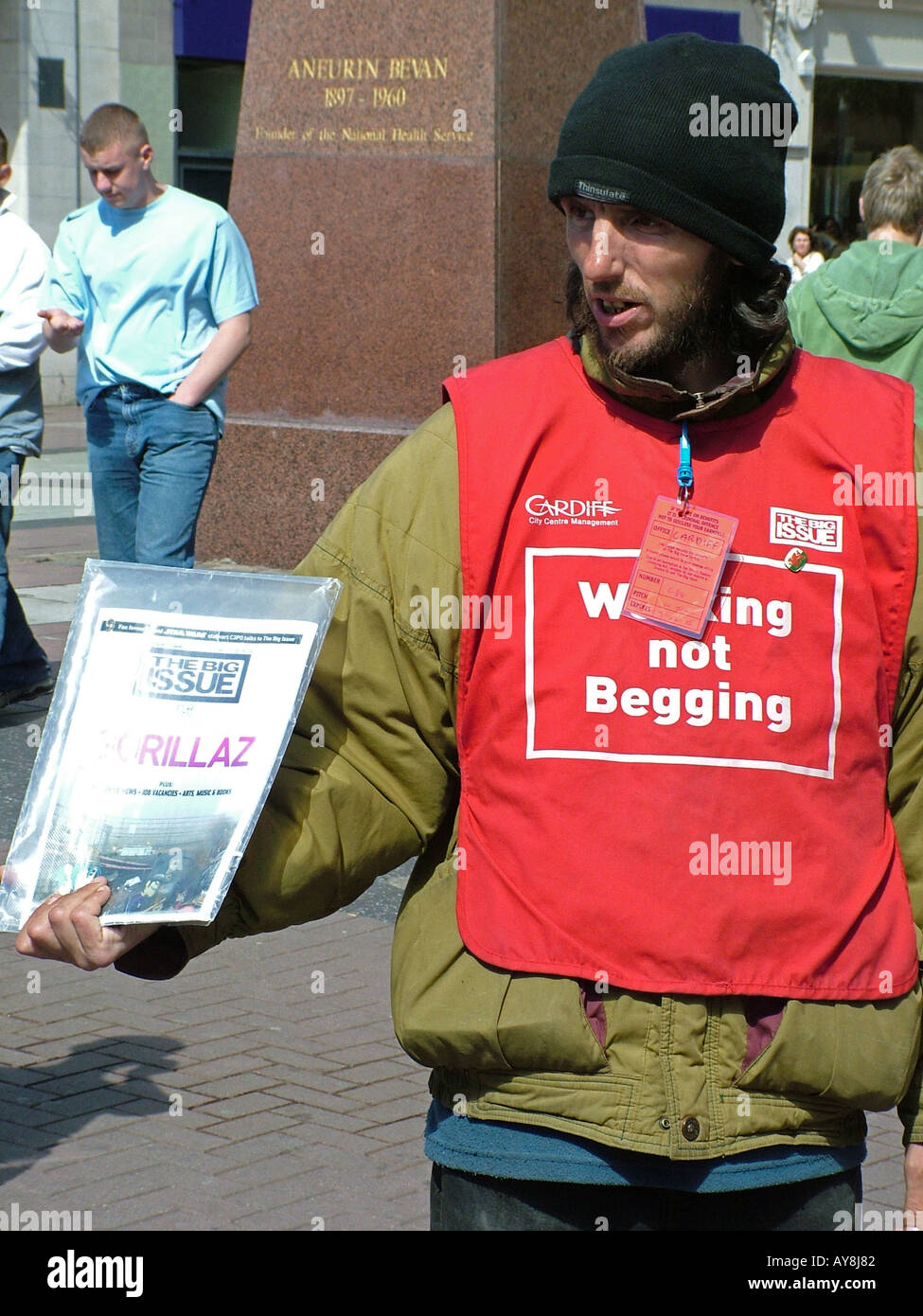 Man selling The Big Issue Magazine on the streets, Cardiff City, South ...
