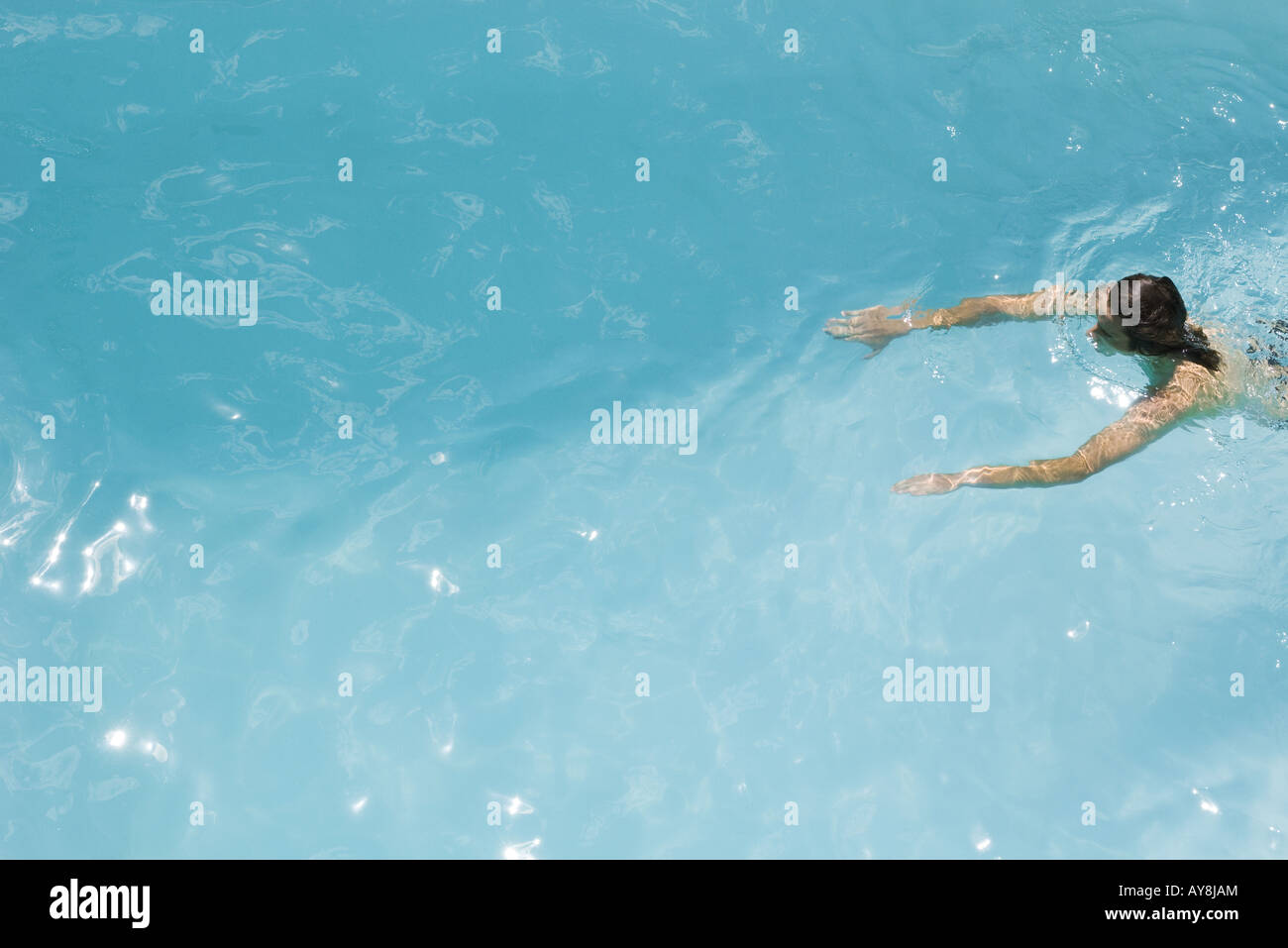 Man swimming in pool, high angle view Stock Photo - Alamy