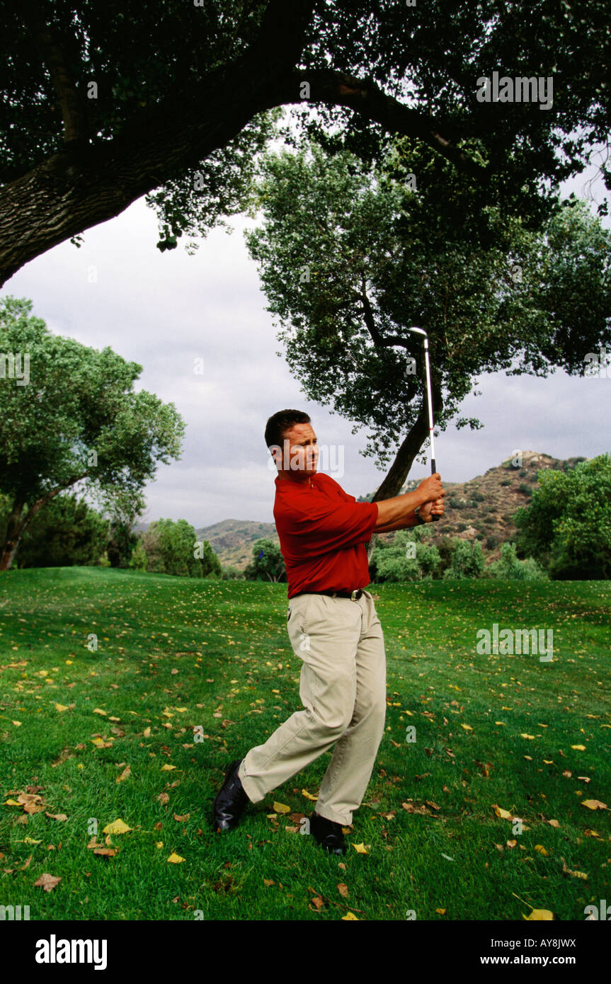 Male golfer in action Stock Photo - Alamy