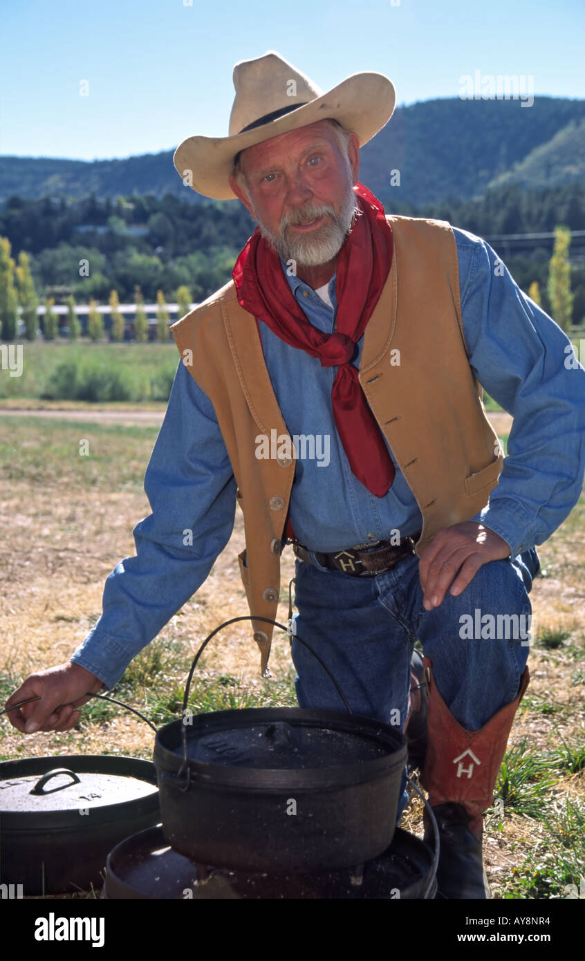 Cowboy cook and his cast-iron pots, at the Lincoln County Cowboy ...