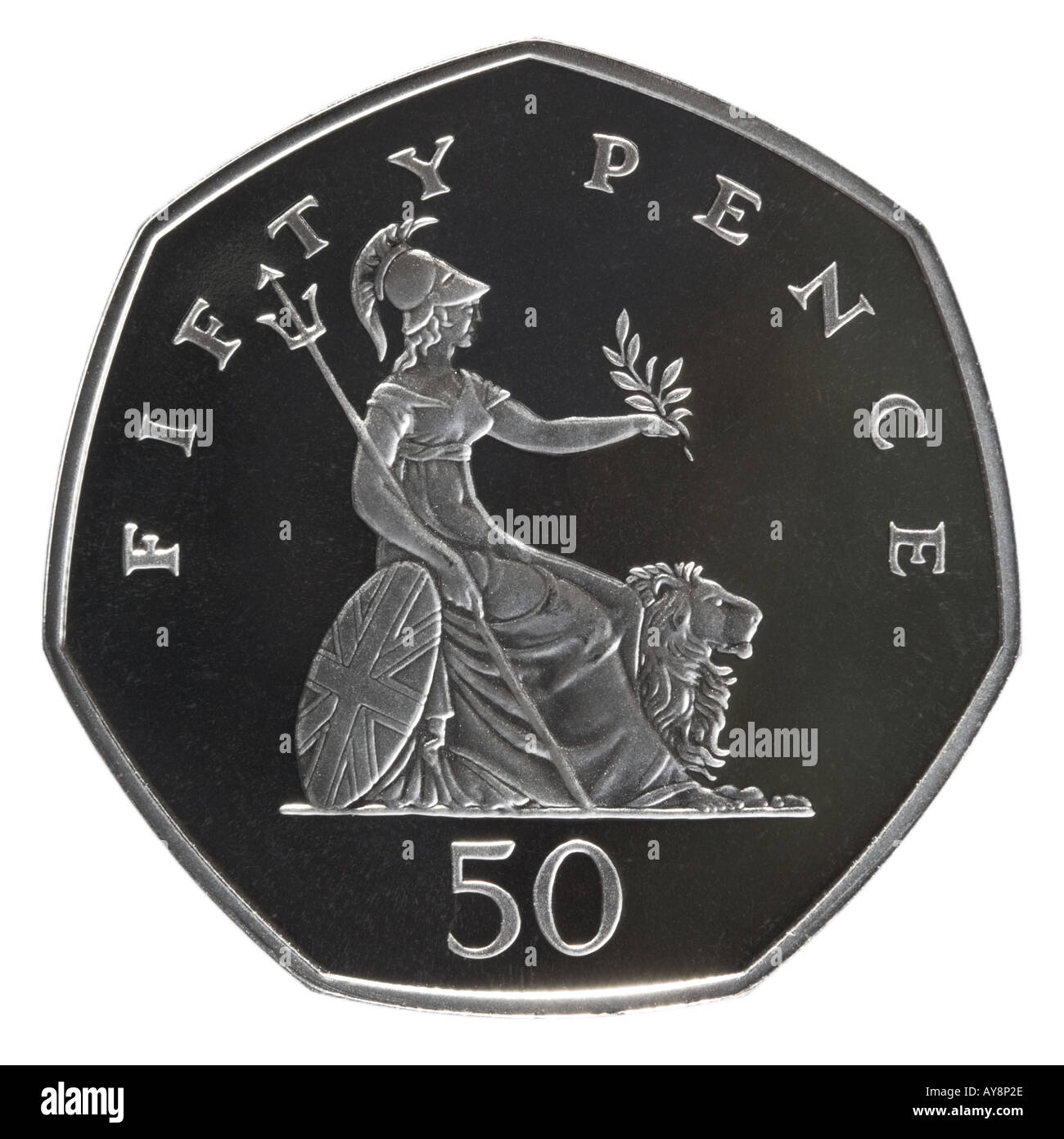 Mint 50 pence coin Stock Photo - Alamy