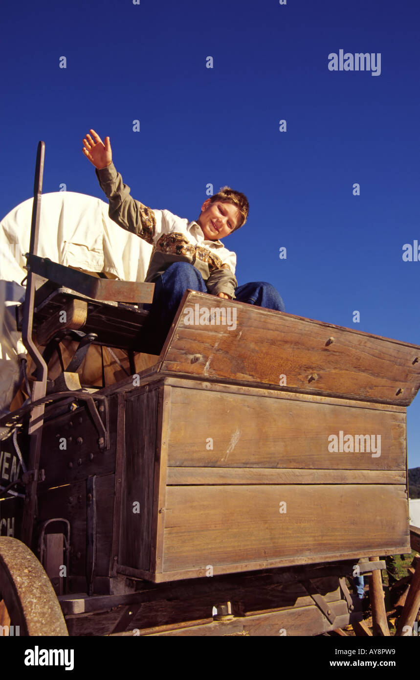 MR 739 Luca Carrillo gives a friendly wave from atop a chuck-wagon, at ...