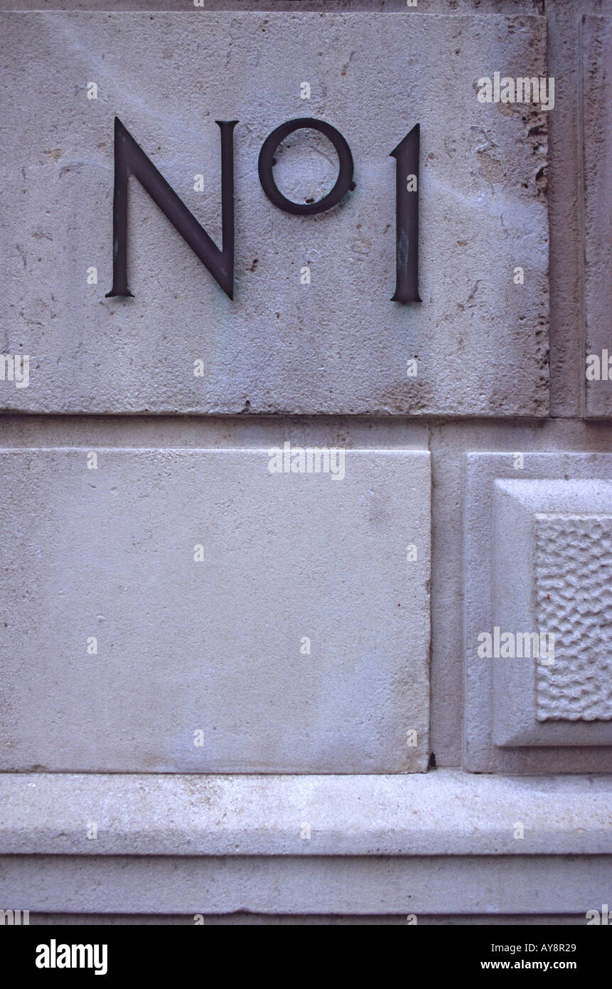 "Number 1 brass numeral on stone, England Stock Photo - Alamy