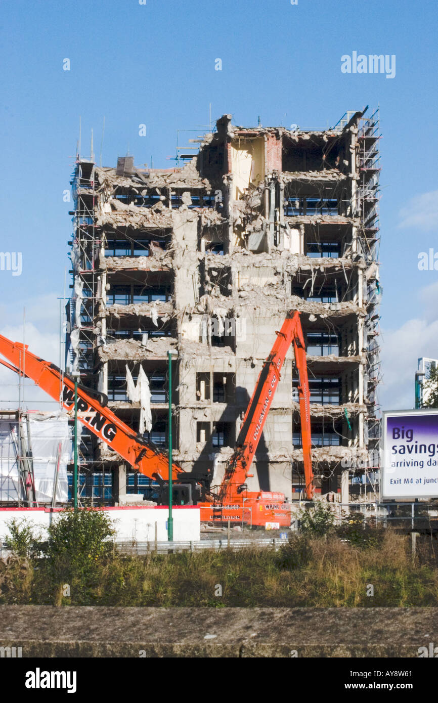 Cardiff Transport building under demolition, taken from the Taff ...