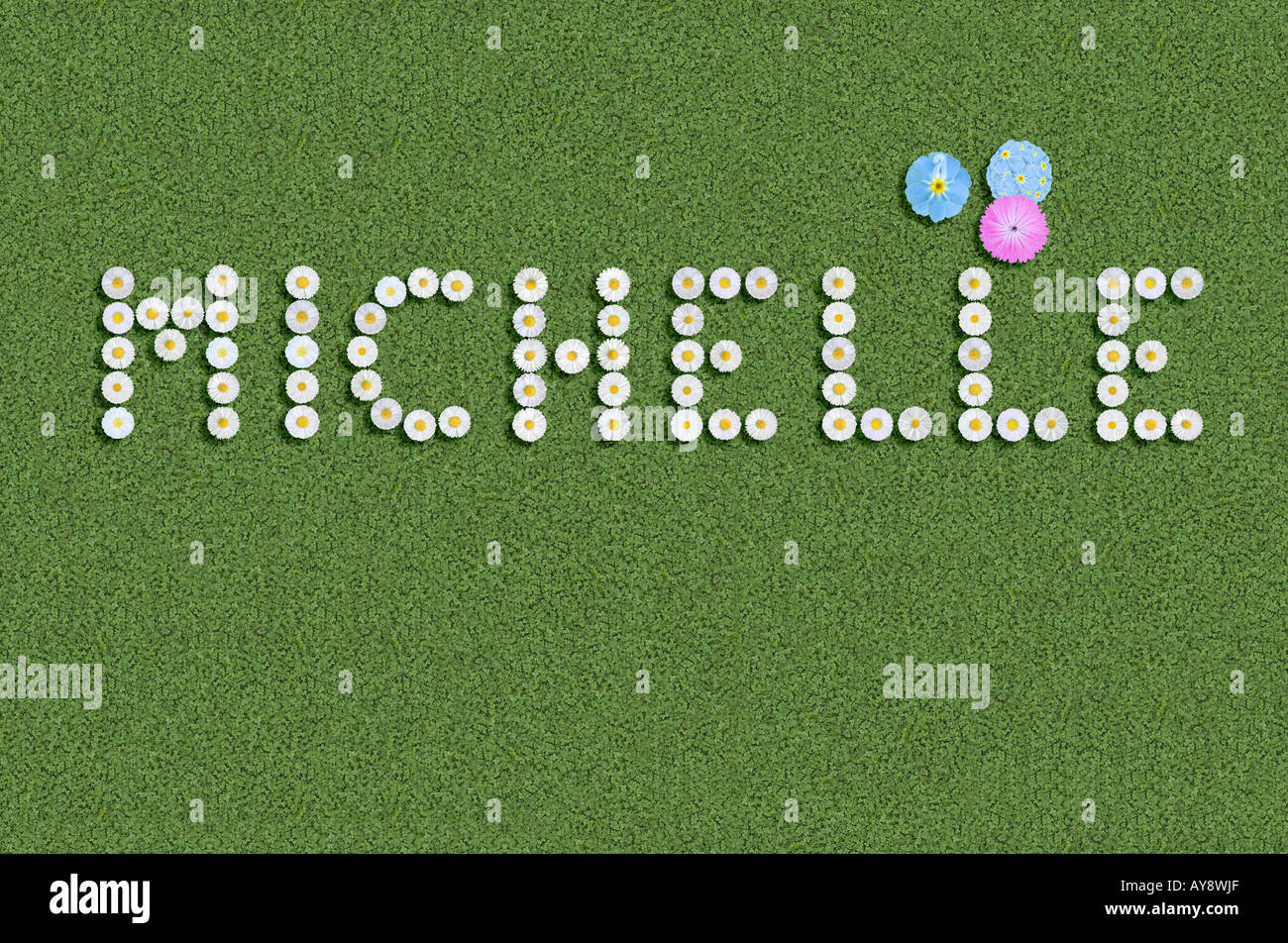 Michelle spelled out prewritten edited Stock Photo - Alamy