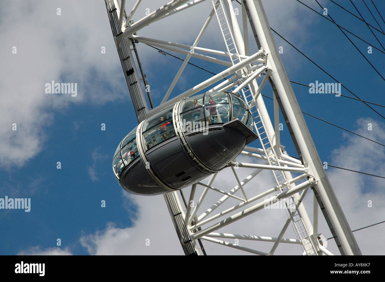 Close up to capsule of London Eye also known as Millennium Wheel ...