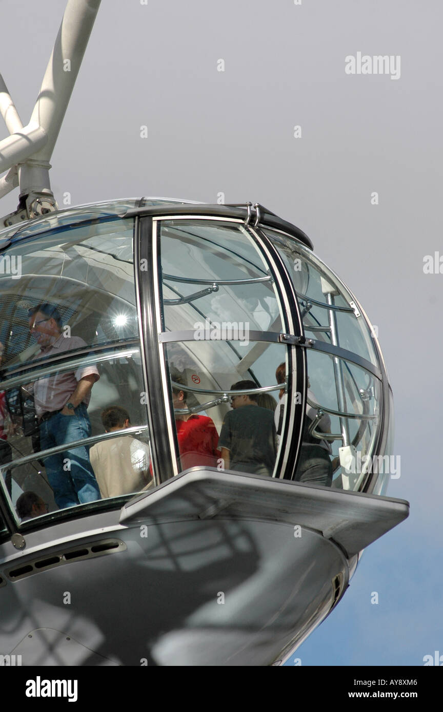 Close up to capsule of London Eye also known as Millennium Wheel ...