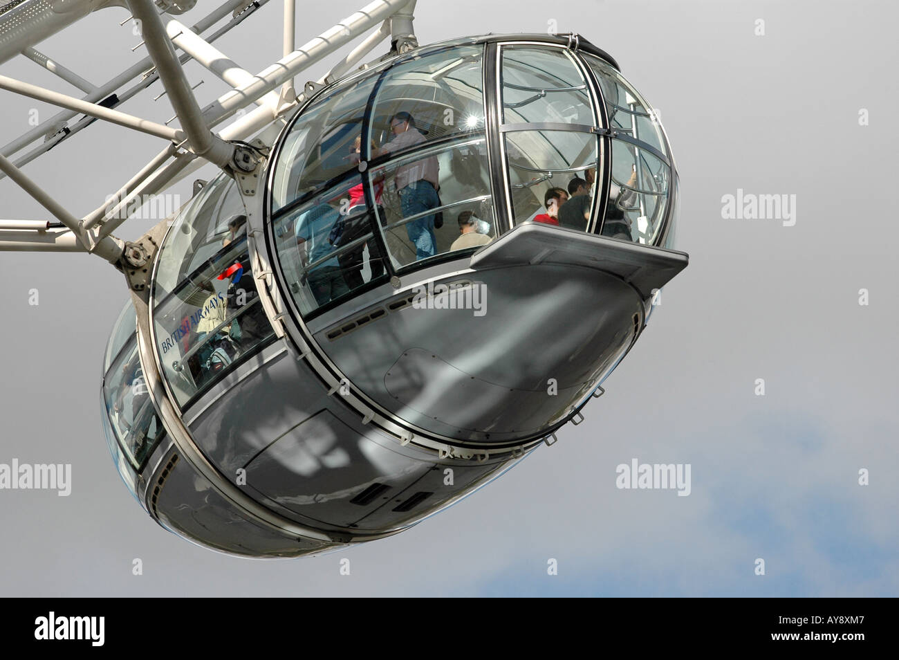 Close up to capsule of London Eye also known as Millennium Wheel ...