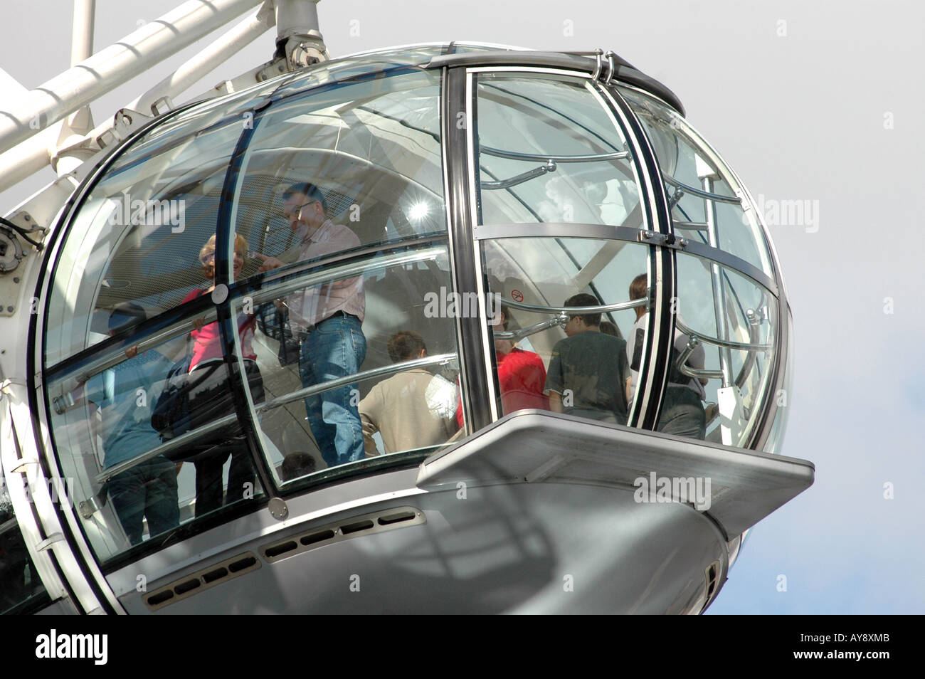 Close up to capsule of London Eye also known as Millennium Wheel ...