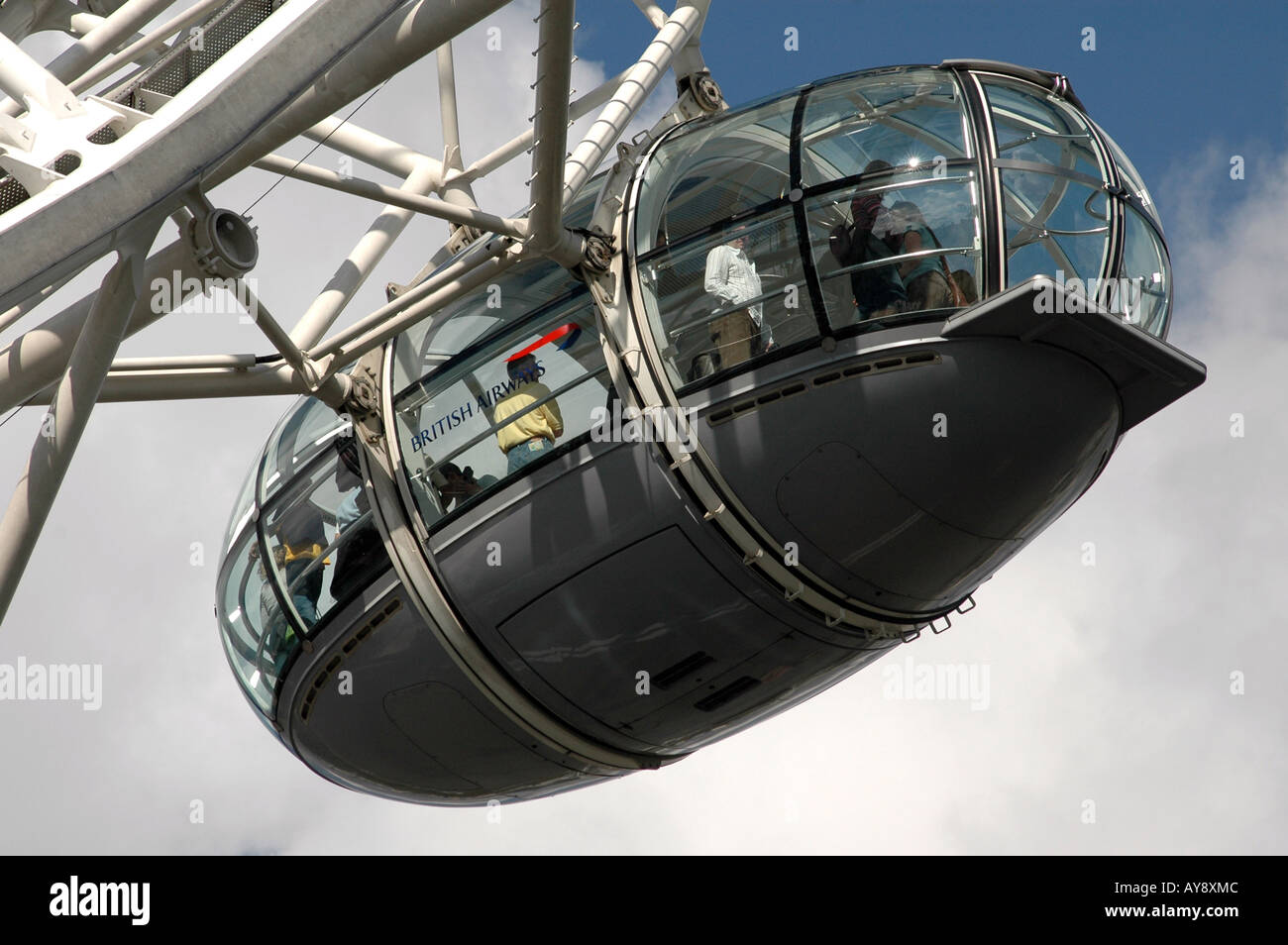 Close up to capsule of London Eye also known as Millennium Wheel ...