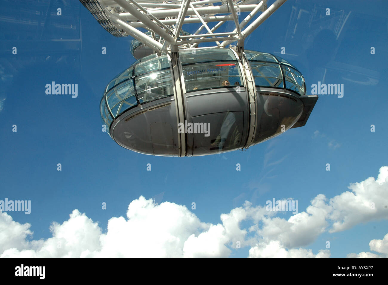 Close up to capsule of London Eye also known as Millennium Wheel ...