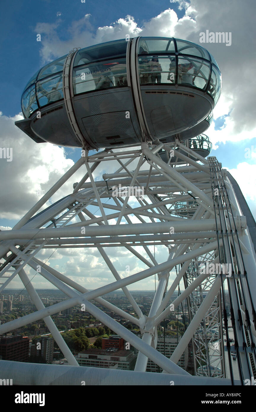 Close up to capsule of London Eye also known as Millennium Wheel ...