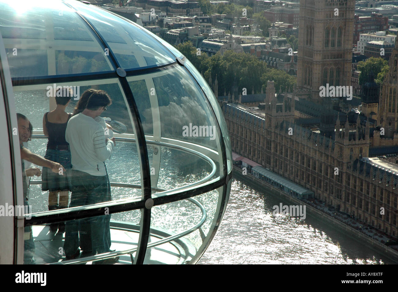 Close up to capsule of London Eye also known as Millennium Wheel ...