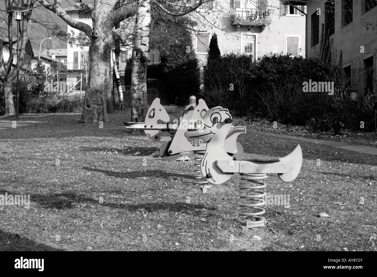 Playground Park in Small Alpine Town of Revo Italy Stock Photo - Alamy