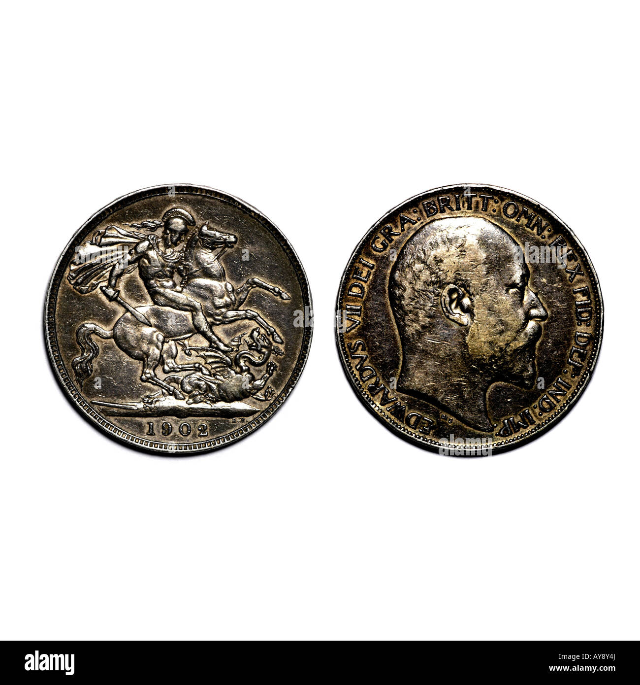 "EDWARD VII CROWN 1902 OBVERSE AND REVERSE Stock Photo - Alamy